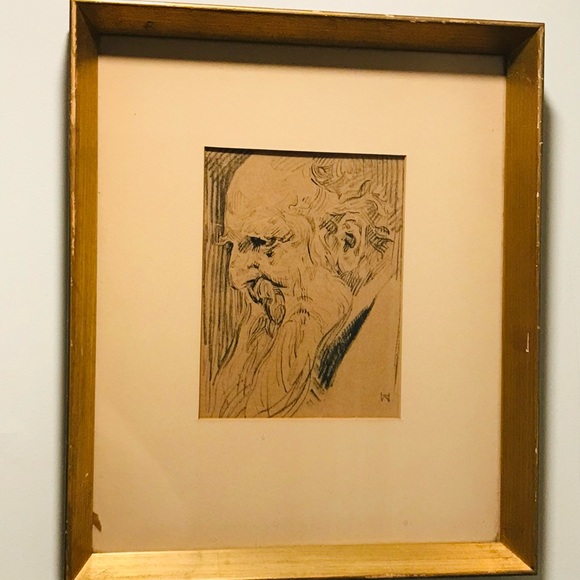 Art | Antique 1819 Century Pencil Drawing Portrait Of Old Man 1613 ...